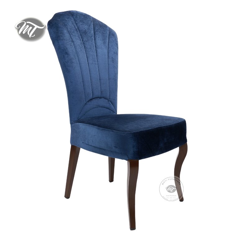 High Back Restaurant Chairs with Blue Velvet Fabric - moti furniture